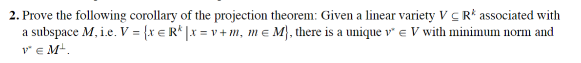 Solved 2. Prove the following corollary of the projection | Chegg.com