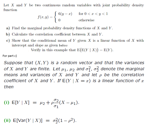 Solved Let X and Y be two continuous random variables with | Chegg.com