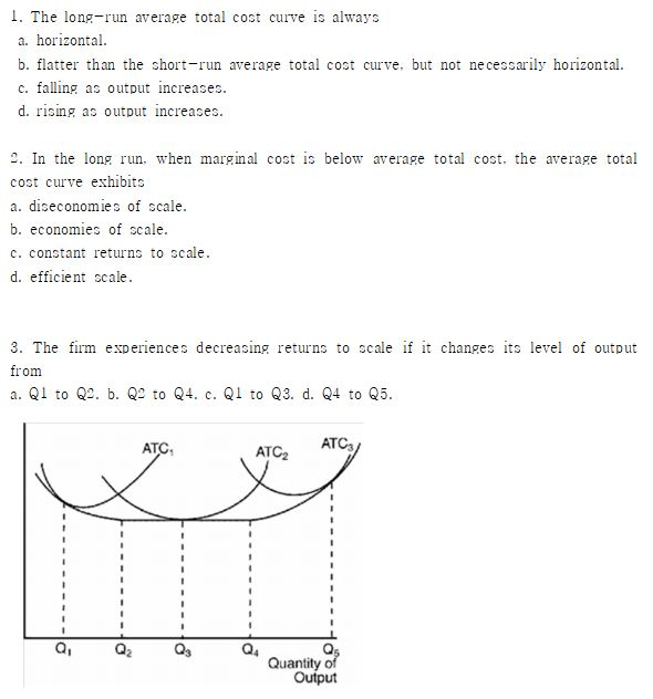 Solved 1 The Long run Average Total Cost Curve Is Always A Chegg