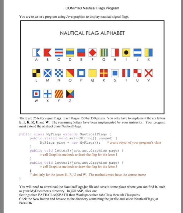 Solved COMP163 Nautical Flags Program You are to write a | Chegg.com