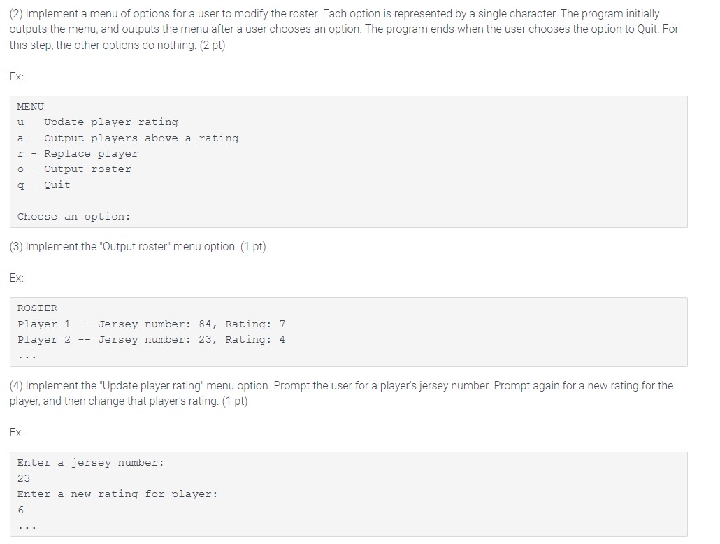 Solved 15.1 LAB⋆(H) : Program: Soccer team roster This | Chegg.com
