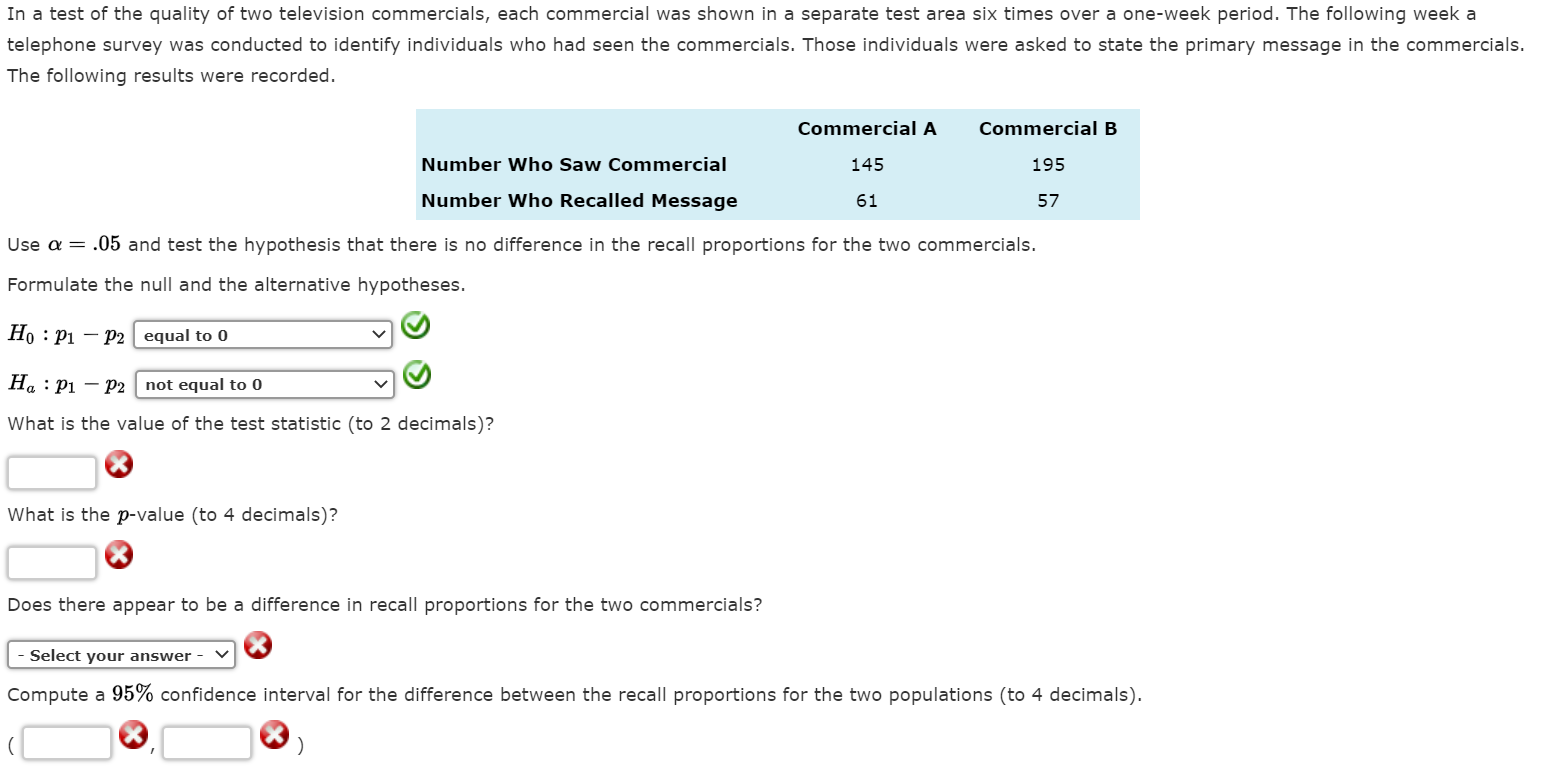 Solved In a test of the quality of two television | Chegg.com