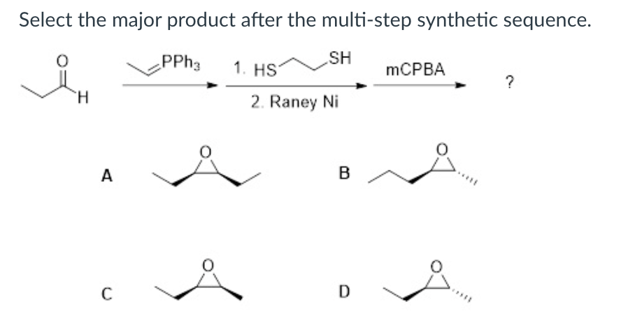 Solved Select the major product after the multi-step | Chegg.com