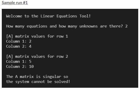 Solved Create a linear equations tool for given sample runs | Chegg.com