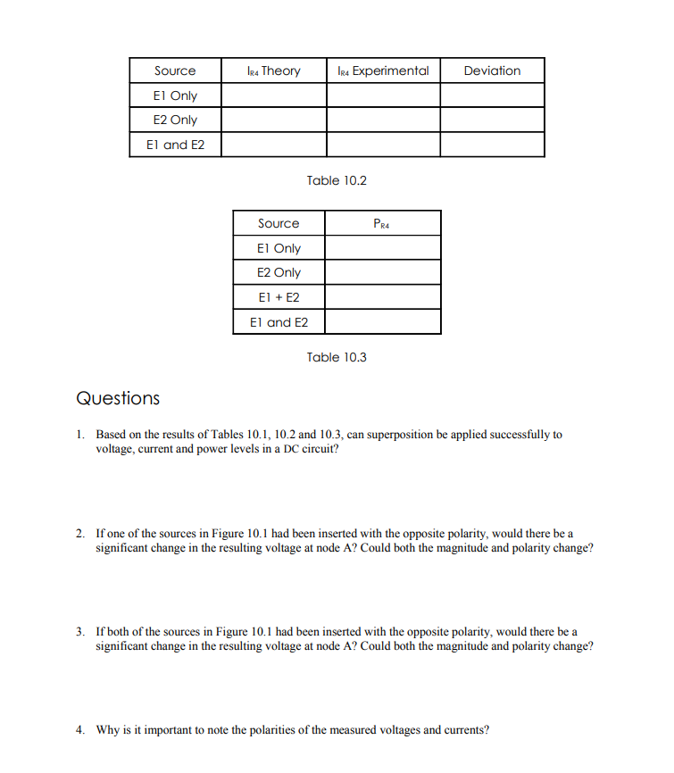 Solved 10. Superposition Theorem Objective The objective of | Chegg.com