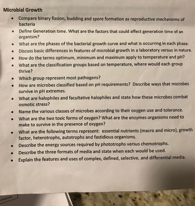 Solved Microbial Growth Compare binary fission, budding and | Chegg.com