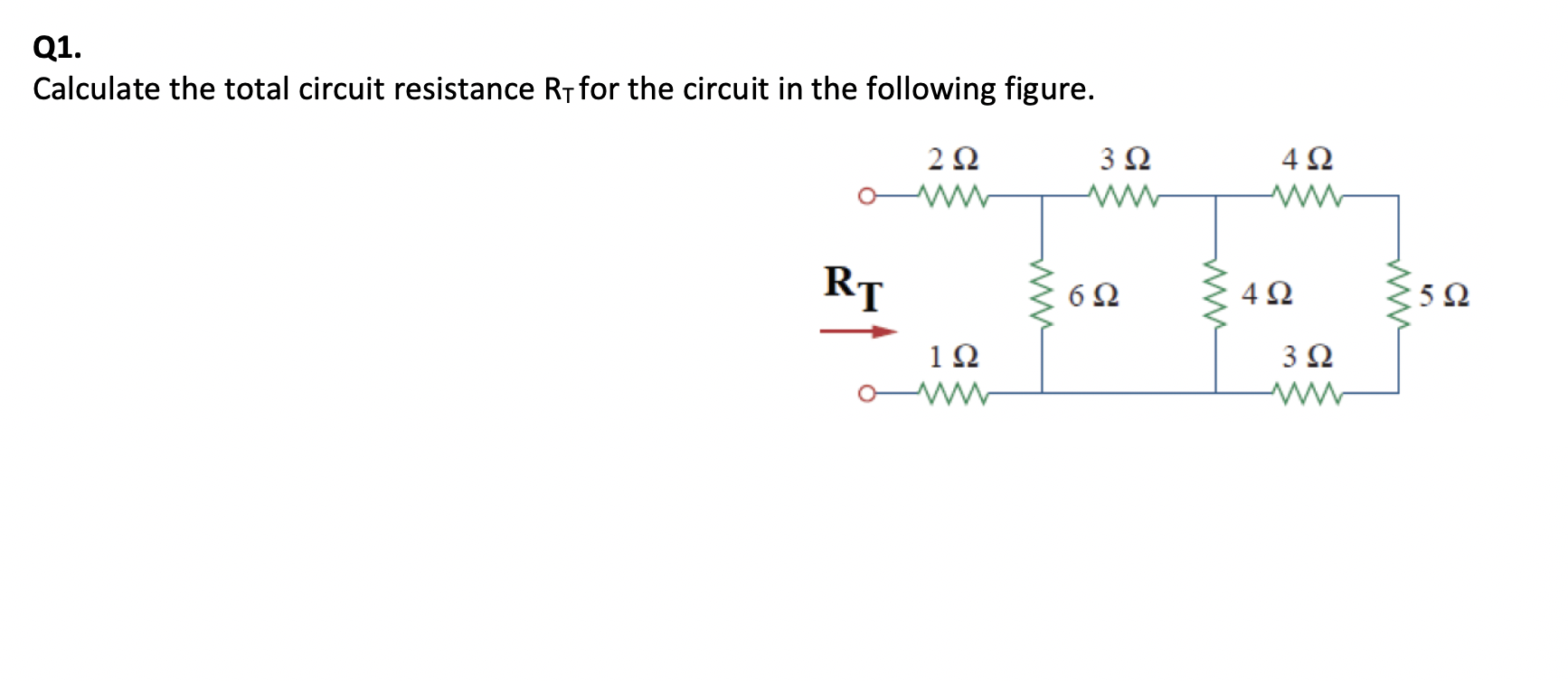 Solved Q1. Calculate the total circuit resistance Rt for the | Chegg.com