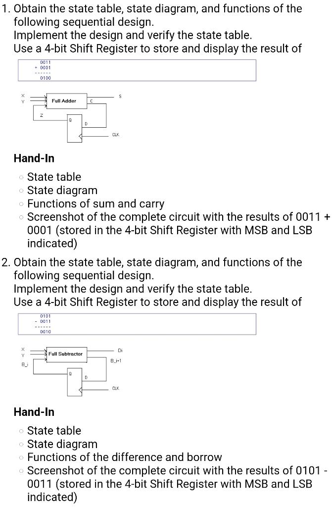 Solved 1. Obtain the state table, state diagram, and | Chegg.com