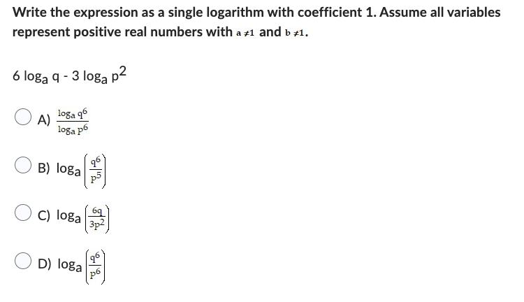 Solved Write the expression as a single logarithm with | Chegg.com