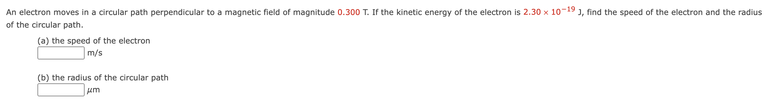 Solved An electron moves in a circular path perpendicular to | Chegg.com