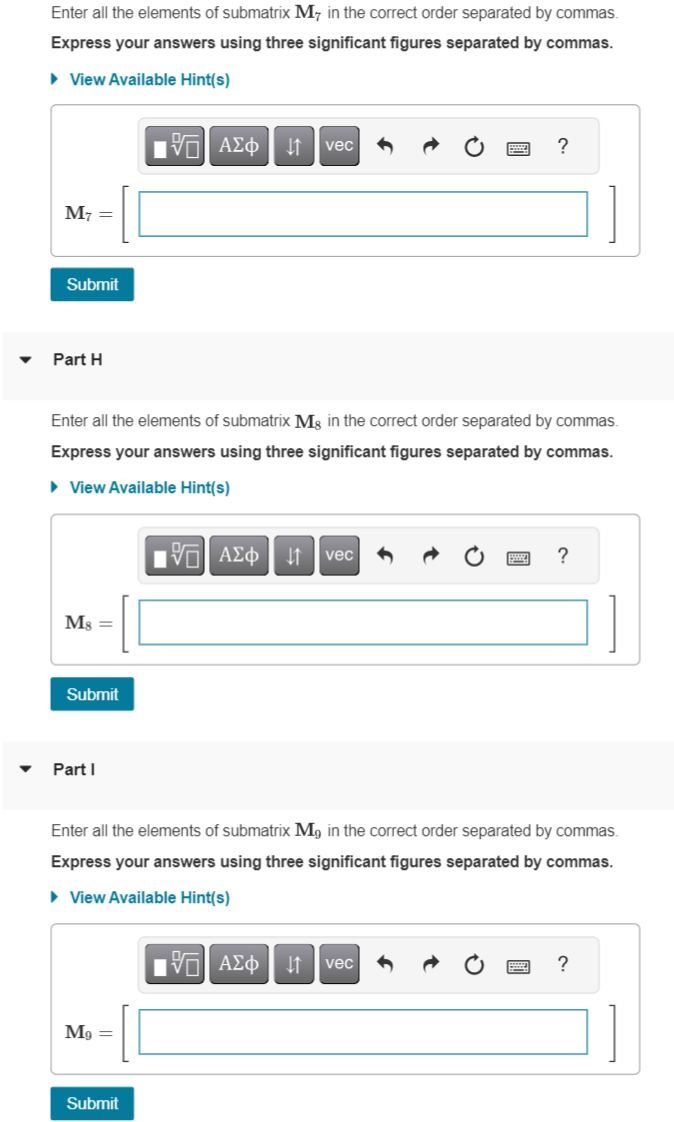 Solved Enter all the elements of submatrix M1 in the correct | Chegg.com