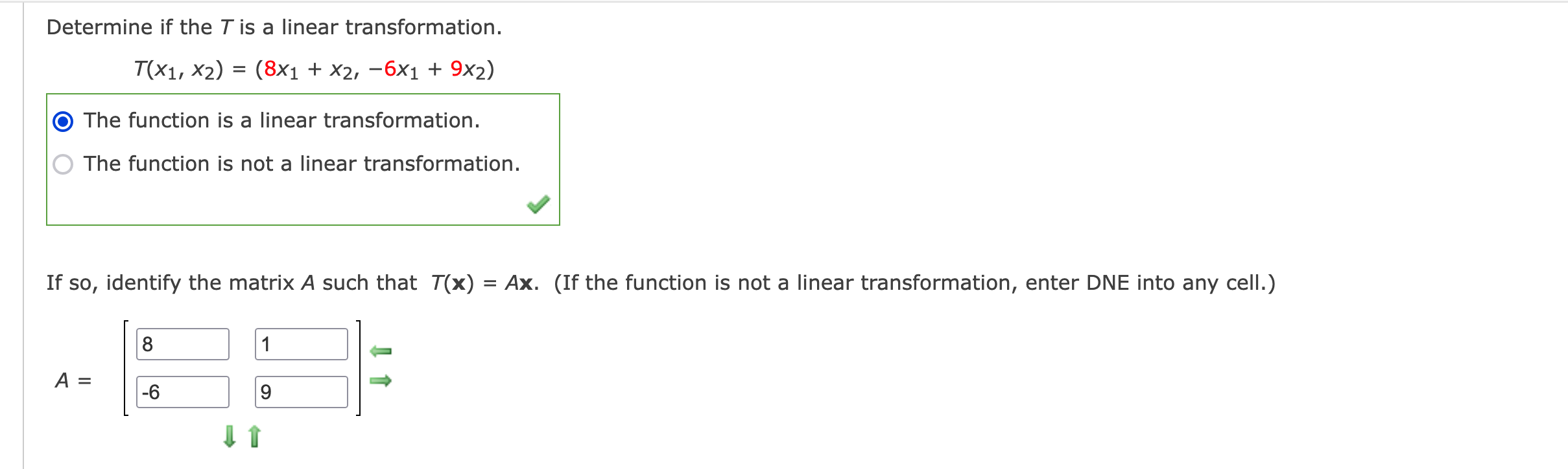 Solved Determine if the T is a linear transformation. | Chegg.com