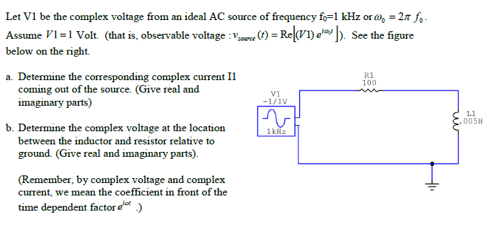 Solved Let V1 be the complex voltage from an ideal AC source | Chegg.com