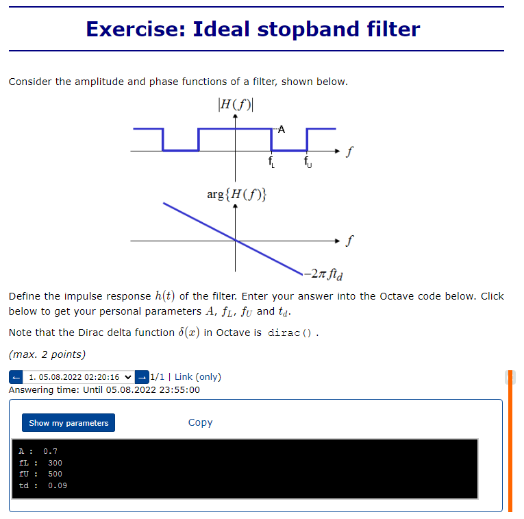 Solved Exercise: Ideal stopband filter Consider the | Chegg.com