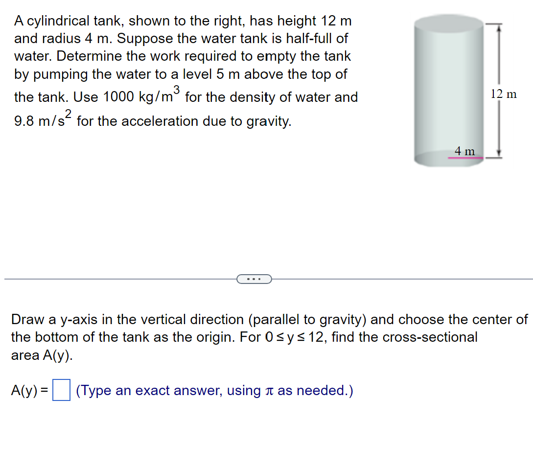 Solved A cylindrical tank, shown to the right, has height 12 | Chegg.com