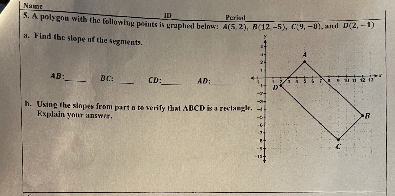 Solved 5. A polygon with the following points is graphed | Chegg.com