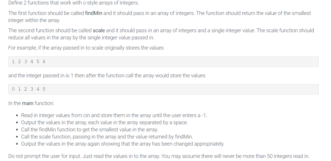 Solved Define 2 Functions That Work With C Style Arrays Of 4779