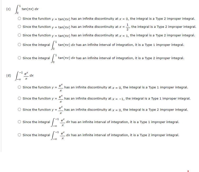Solved Explain why each of the following integrals is | Chegg.com