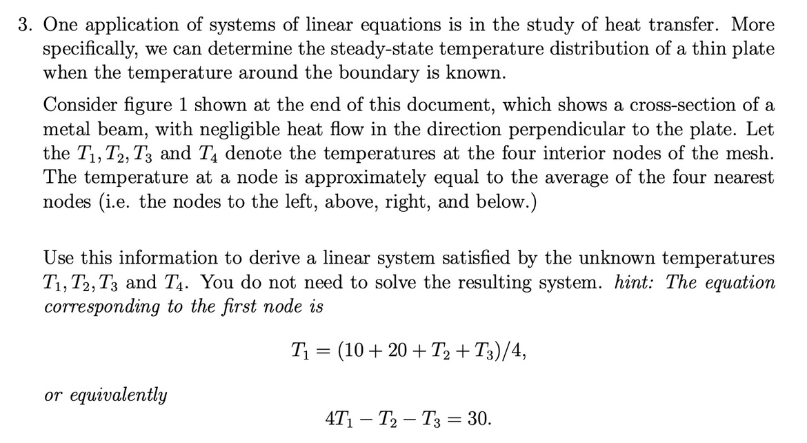 Solved One application of systems of linear equations is in | Chegg.com
