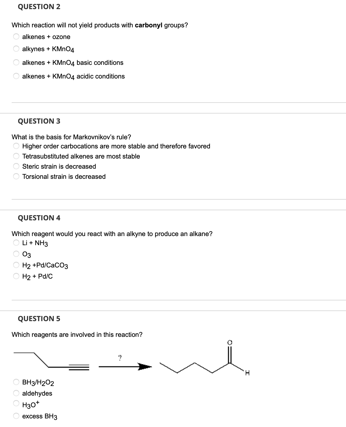 Solved Which reaction will not yield products with carbonyl | Chegg.com