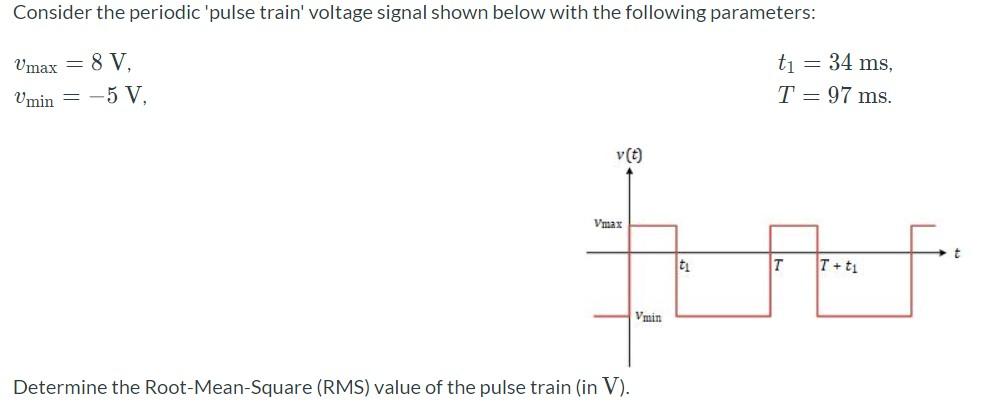 Solved Consider the periodic 'pulse train' voltage signal | Chegg.com