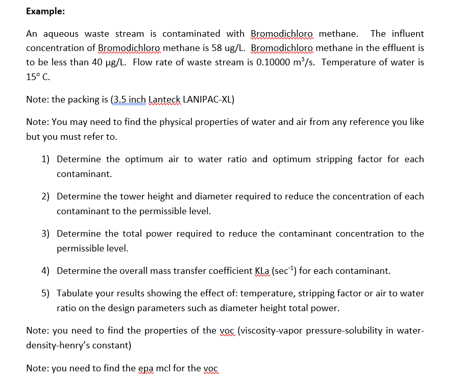 Solved Example: An aqueous waste stream is contaminated with | Chegg.com