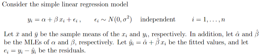 Solved Consider the simple linear regression model | Chegg.com