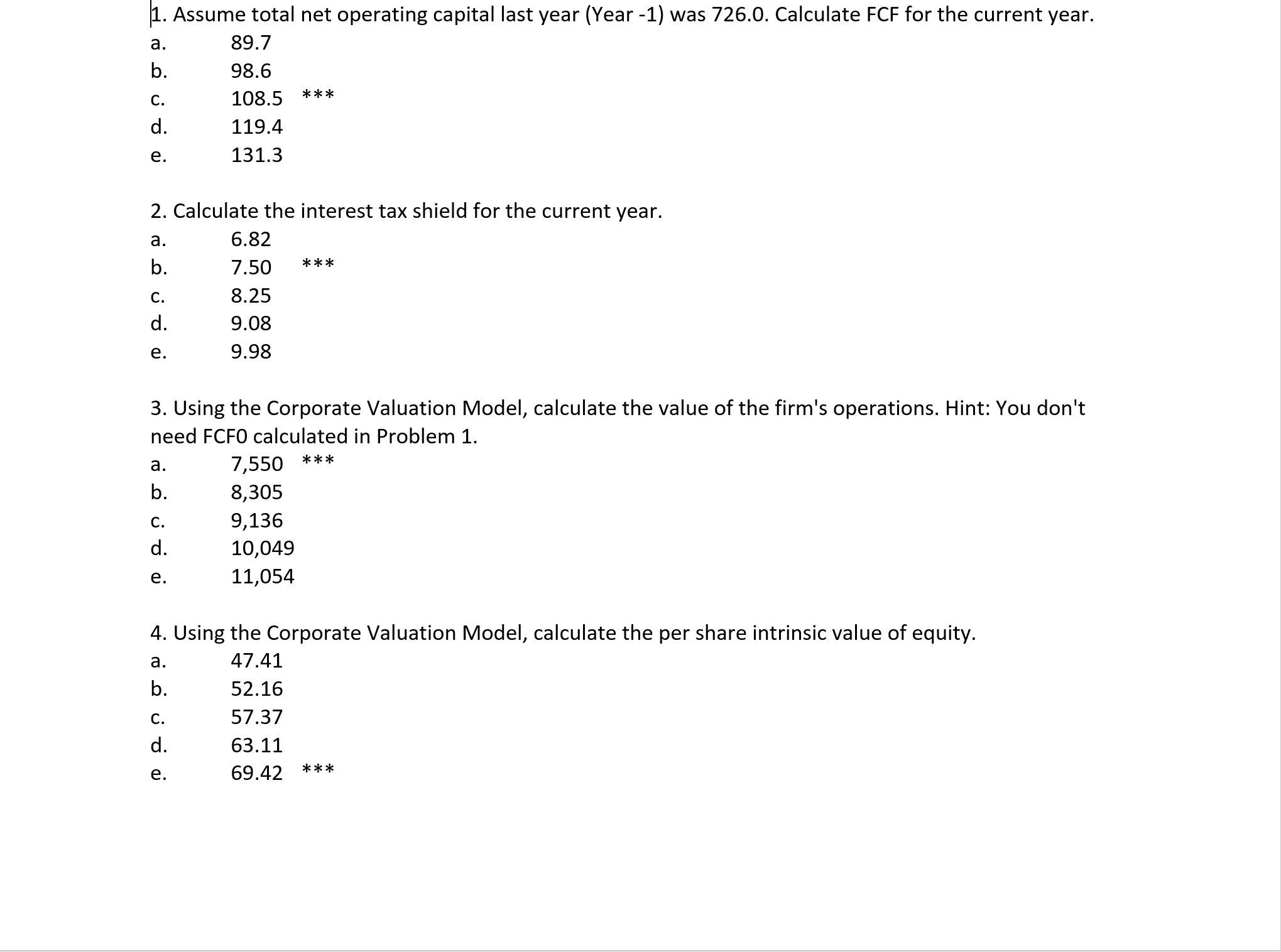 Solved 1. Assume total net operating capital last year (Year | Chegg.com