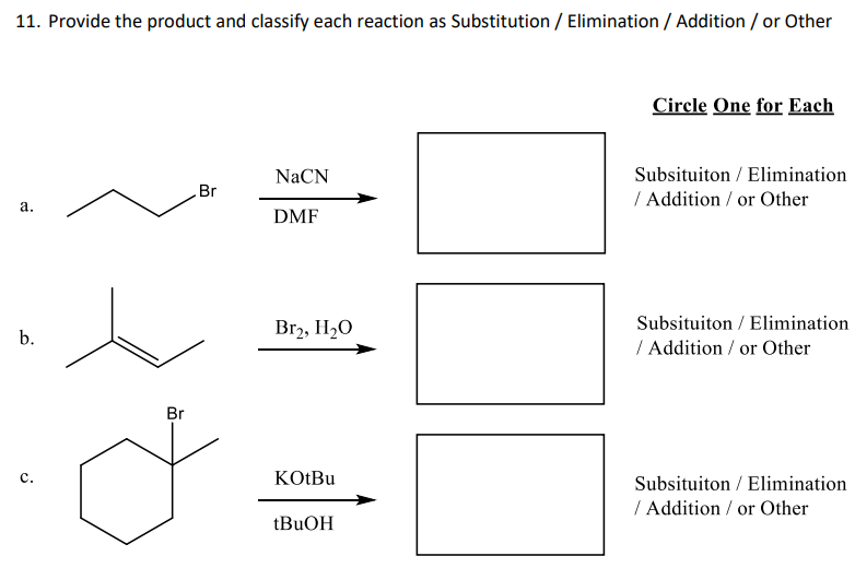 Solved Provide the product and classify each reaction as | Chegg.com