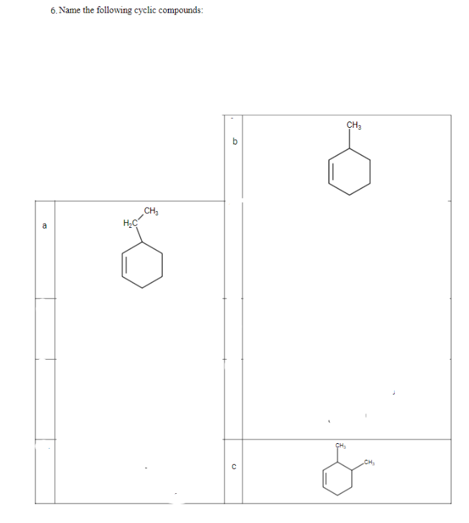 Solved 6. Name the following cyclic compounds: | Chegg.com
