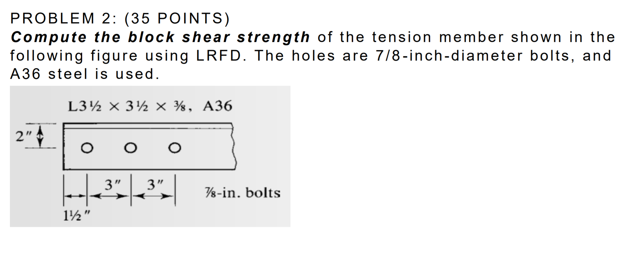 Solved PROBLEM 2: (35 POINTS) Compute the block shear | Chegg.com