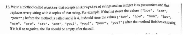 Solved 11 Write A Method Called Stutter That Accepts An