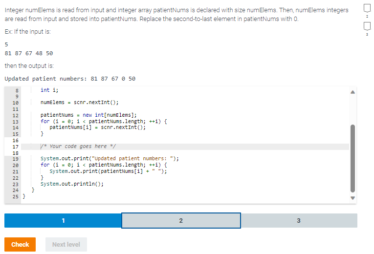 Solved In JavaInteger numElems is read from input and | Chegg.com Solved In JavaInteger numElems is read from input and | Chegg.com