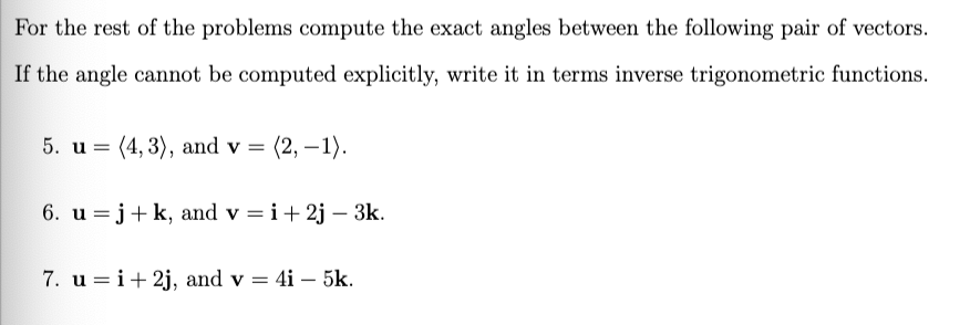 Solved For the rest of the problems compute the exact angles | Chegg.com