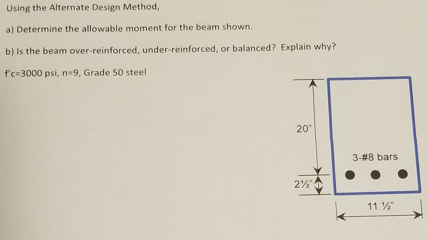 Solved Using the Alternate Design Method, a) Determine the | Chegg.com