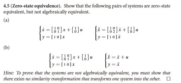 Solved 4.5 (Zero-state equivalence). Show that the following | Chegg.com