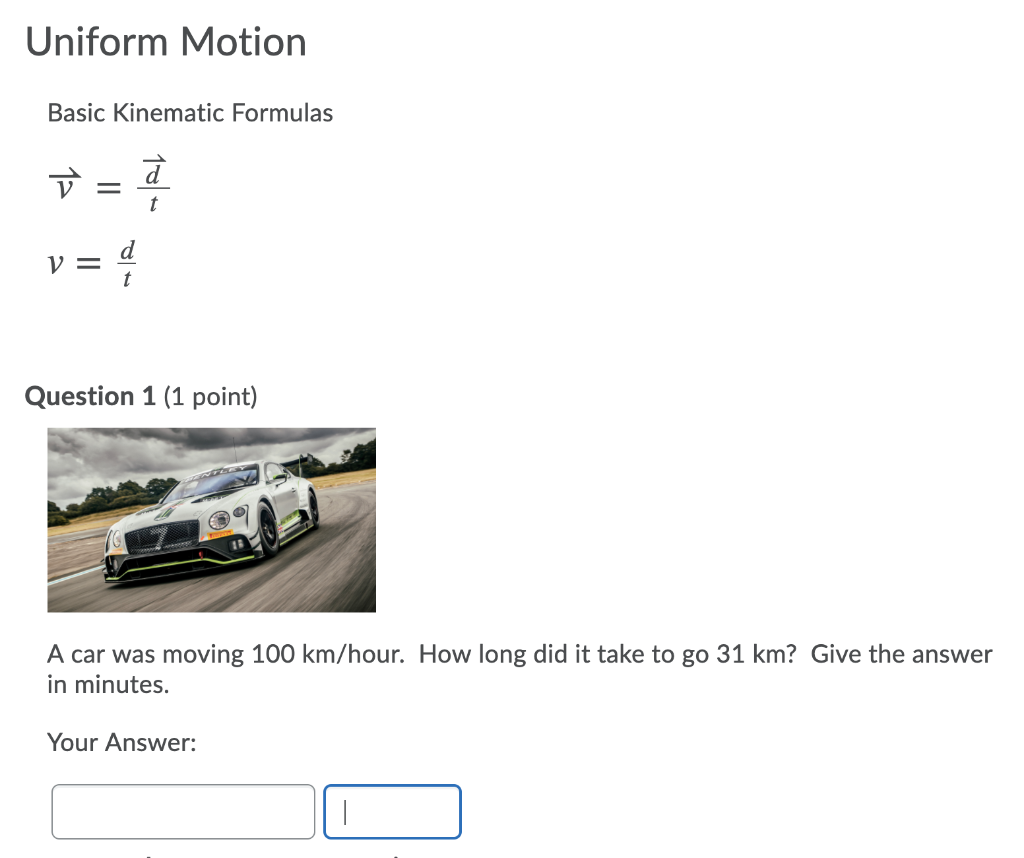 Solved Uniform Motion Basic Kinematic Formulas ū d = t a a V | Chegg.com