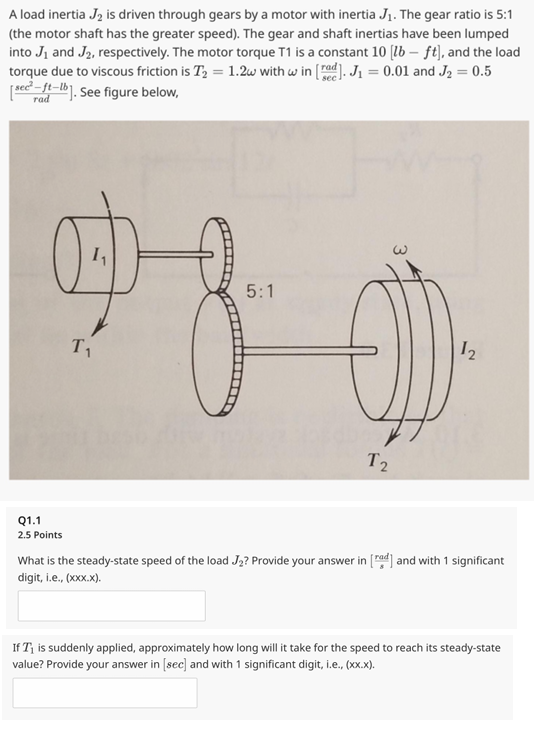 Solved Q1.12.5 ﻿PointsWhat is ﻿the steady-state speed of | Chegg.com