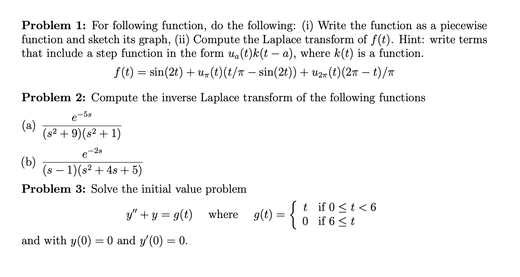 Solved Problem 1: For following function, do the following: | Chegg.com