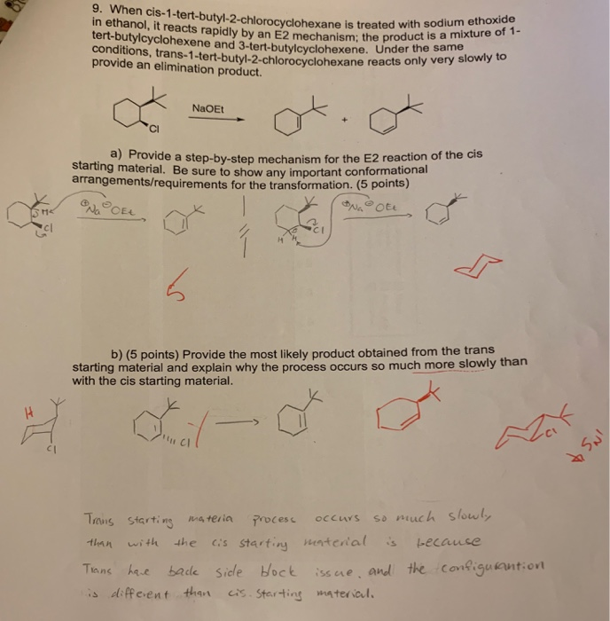 Solved 9. When cis-1-tert-butyl-2-chlorocyclohexane is | Chegg.com