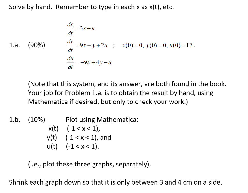 Solved Solve the system of differential equations as a 3x3 | Chegg.com