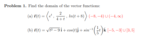 Solved 1. Find the domain of the vector functions: (a) | Chegg.com