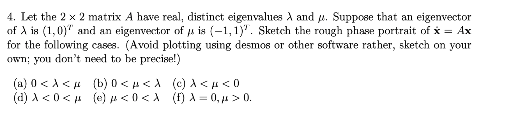 Solved 4. Let the 2×2 matrix A have real, distinct | Chegg.com