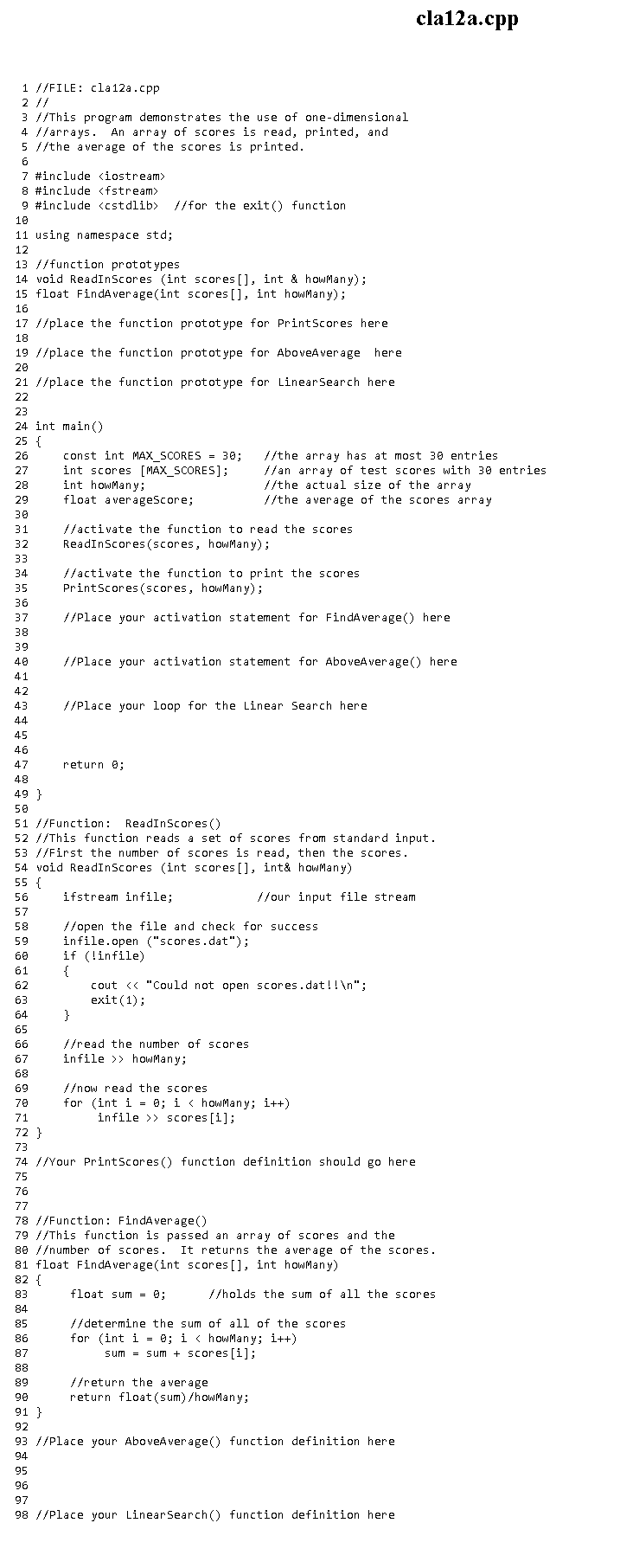 Solved cla12a.cpp nHubBnBungBu四的m88明孔孔困叫的 1 //FILE: cla | Chegg.com
