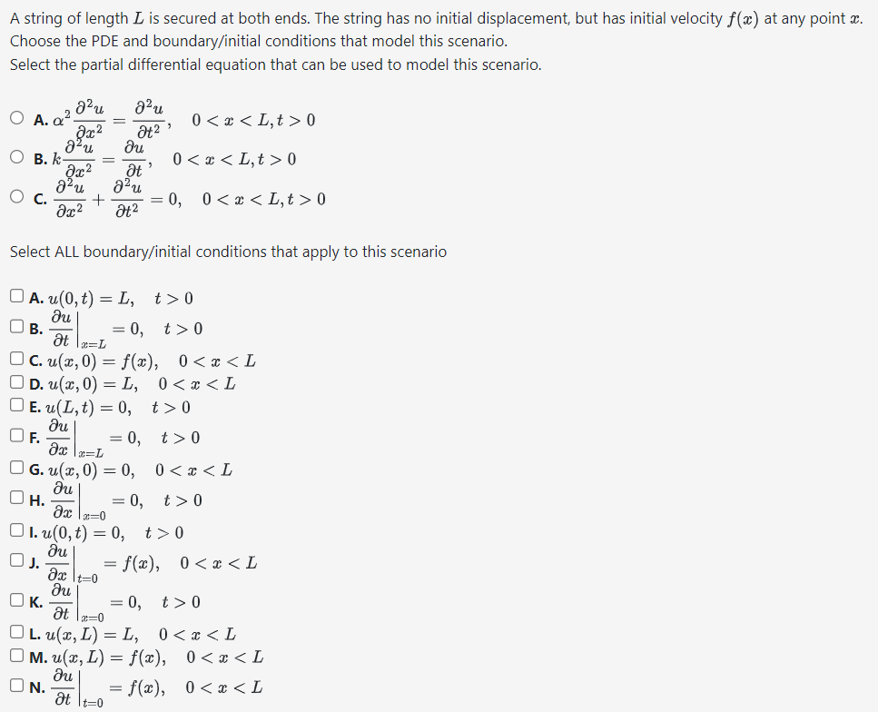 Solved A string of length L ﻿is secured at both ends. The | Chegg.com