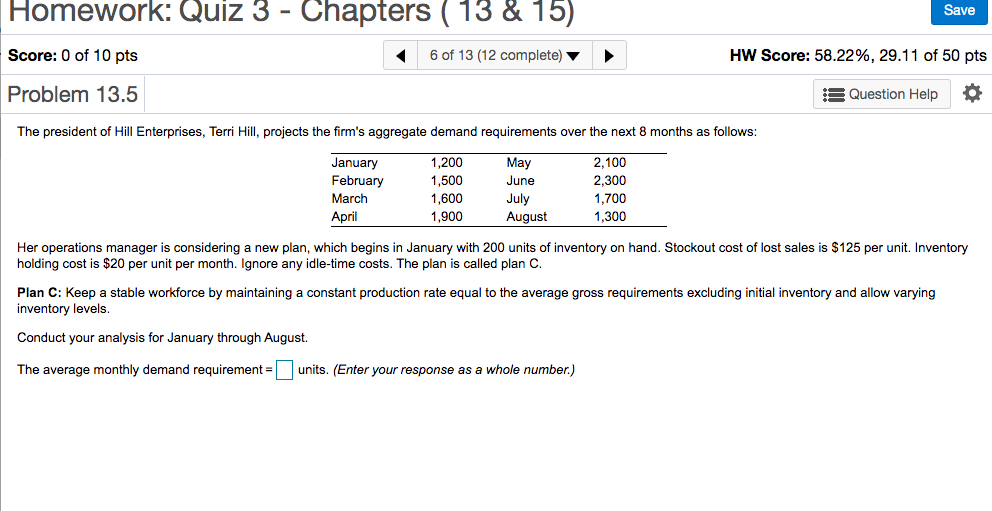 Solved Homework: Quiz 3 - Chapters (13 & 15) Save Score: 0 | Chegg.com
