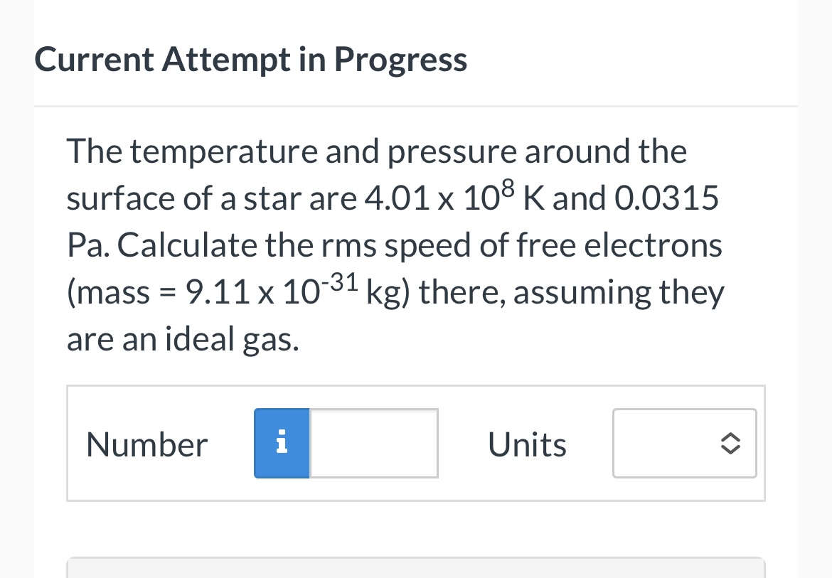 Solved Current Attempt in ProgressThe temperature and | Chegg.com