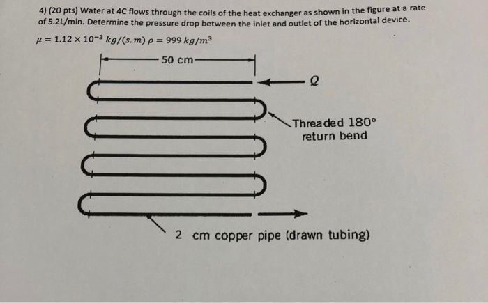Solved 4) (20 pts) Water at 4C flows through the coils of | Chegg.com