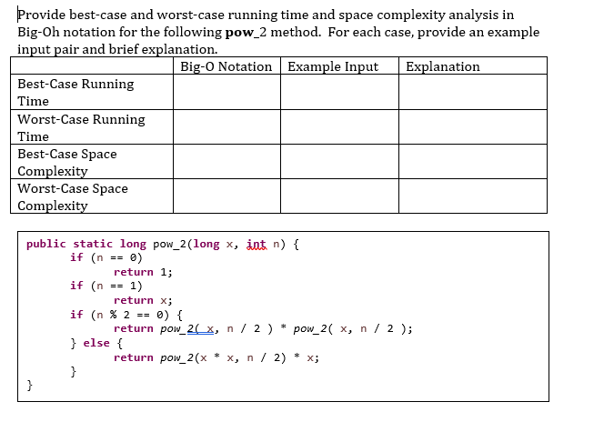 Solved rovide best-case and worst-case running time and | Chegg.com