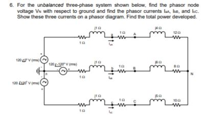 Solved 6. For the unbalanced three-phase system shown below, | Chegg.com